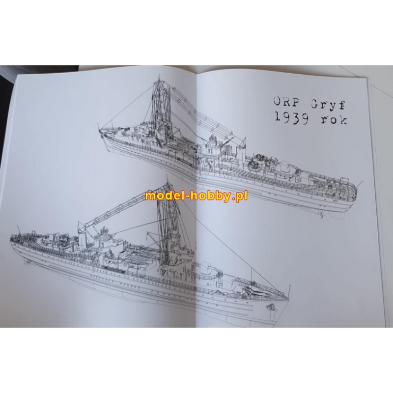 ORP Gryf (1939) i szkielet wyciety laserem