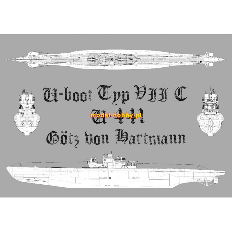 DKM U-boot Typ VIIC - U-FLAK 1 - (U-441 Götz von Hartmann) i szkielet ...