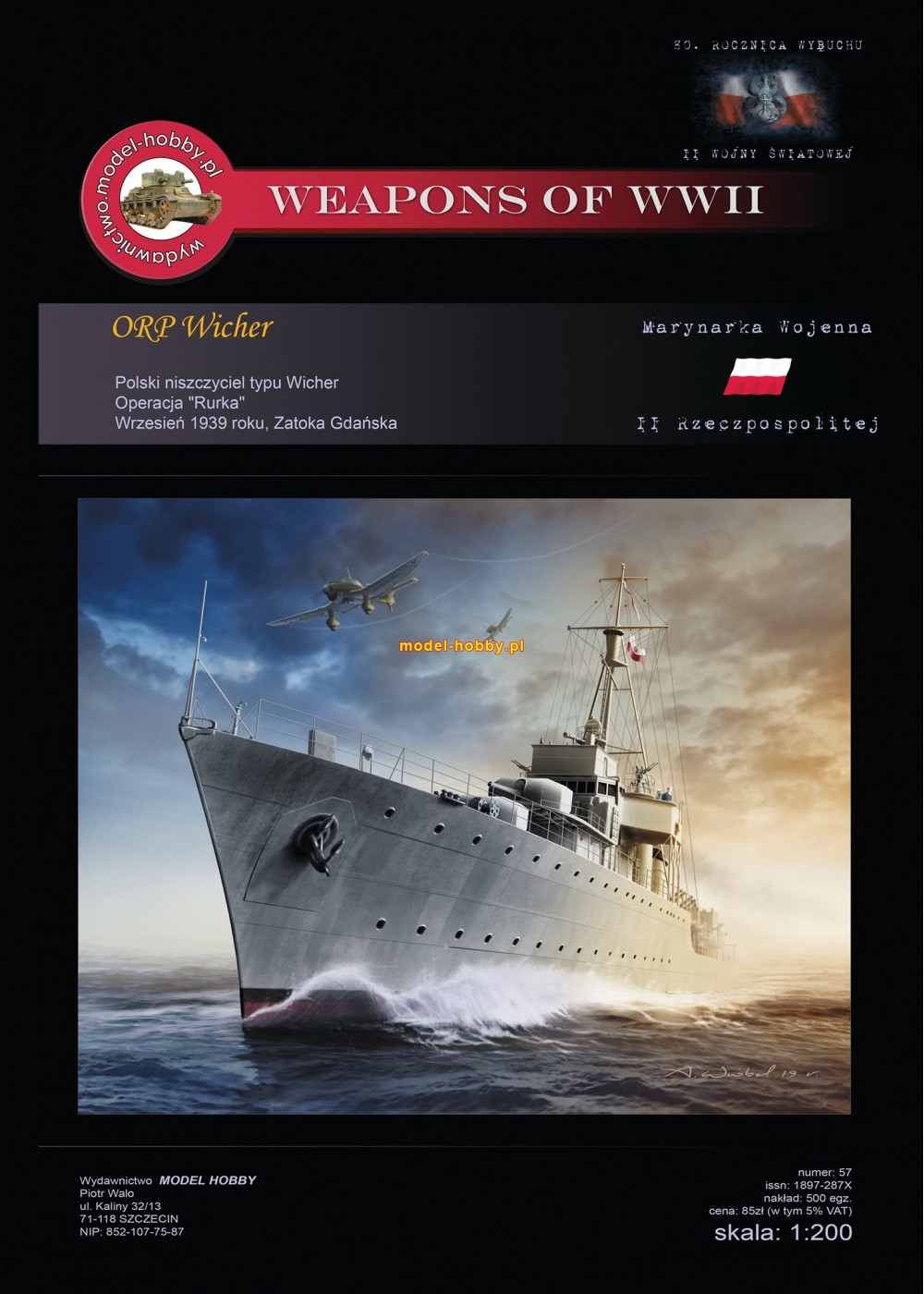 ORP Wicher (1934 - 1939) i szkielet wyciety laserem